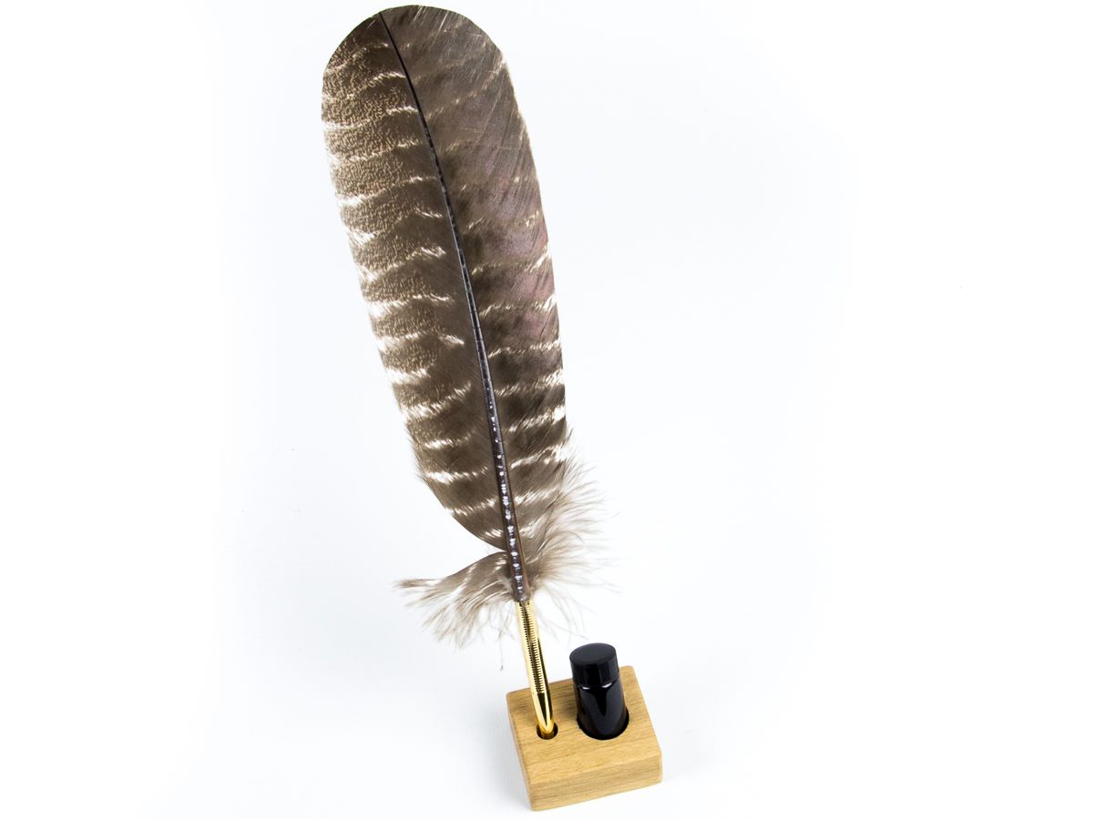 Wooden Quill and Ink Stand