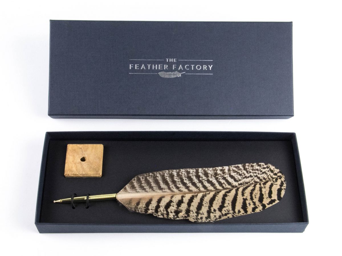 Peacock Wing Feather Deluxe Ballpoint Pen Gift Set